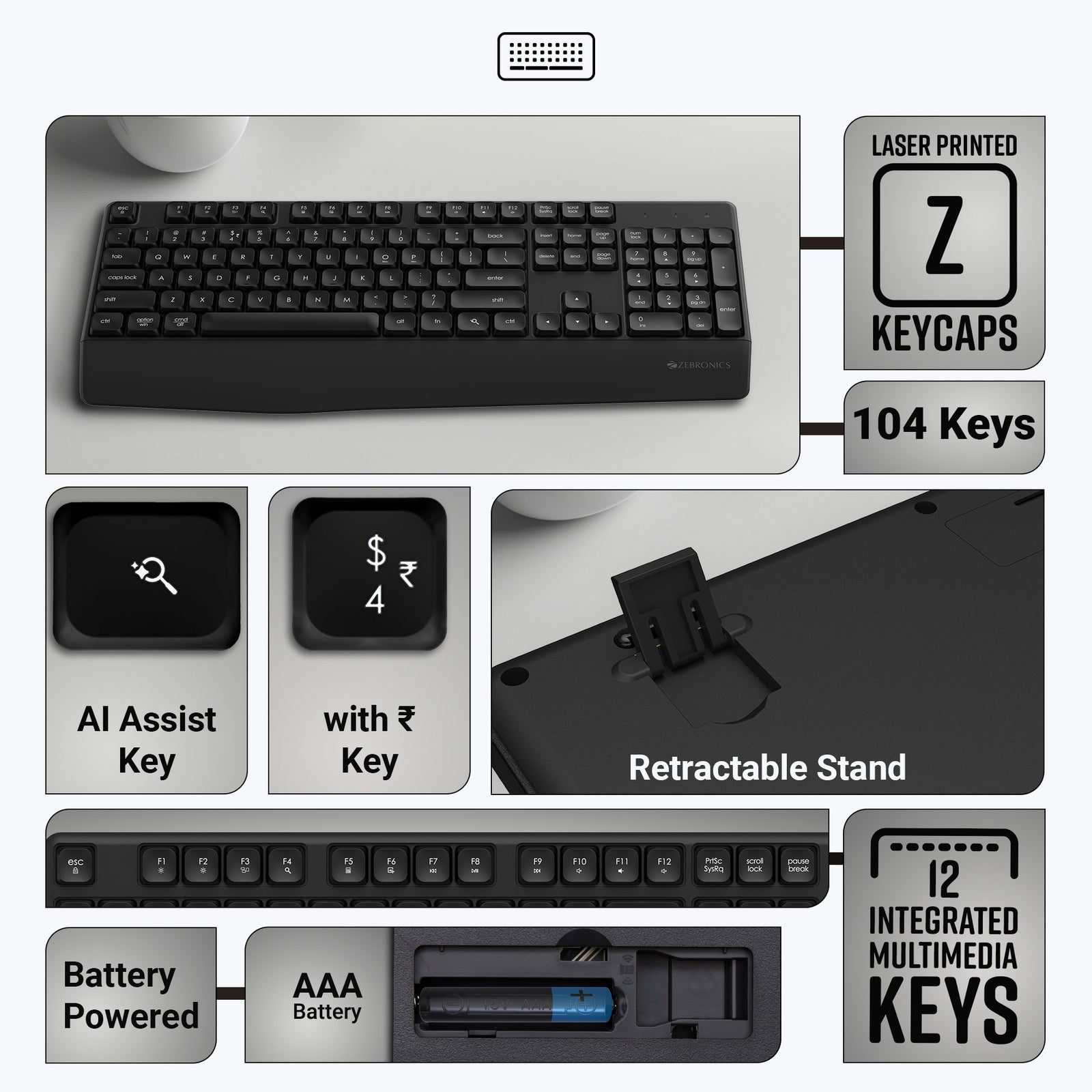Zebronics Companion 202 Wireless Keyboard and Mouse combo
