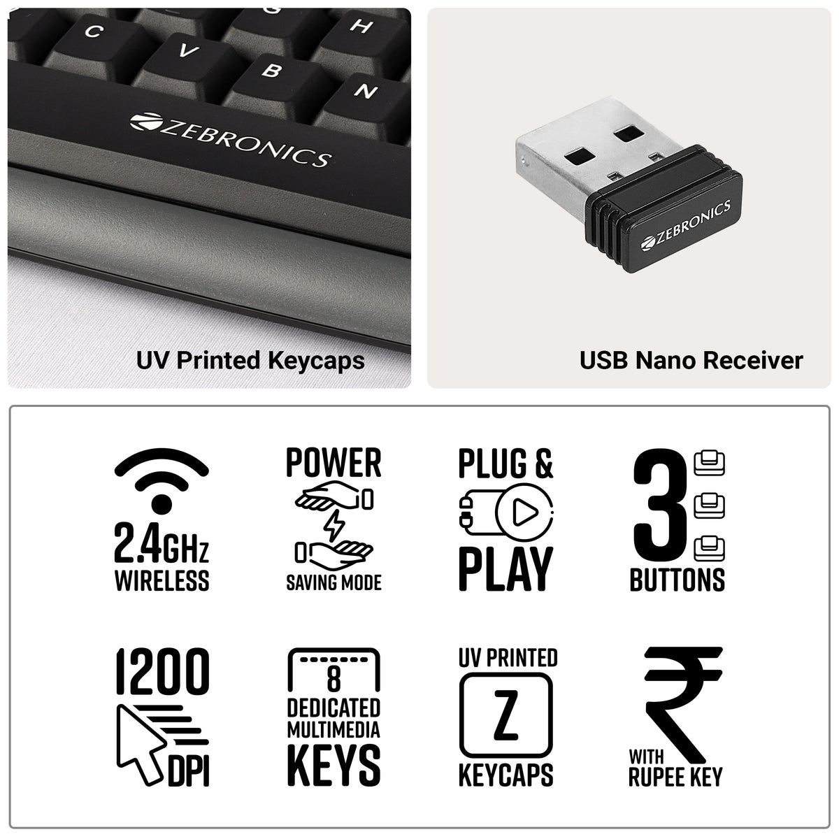 Zebronics Companion 112 Wireless keyboard and Mouse Combo