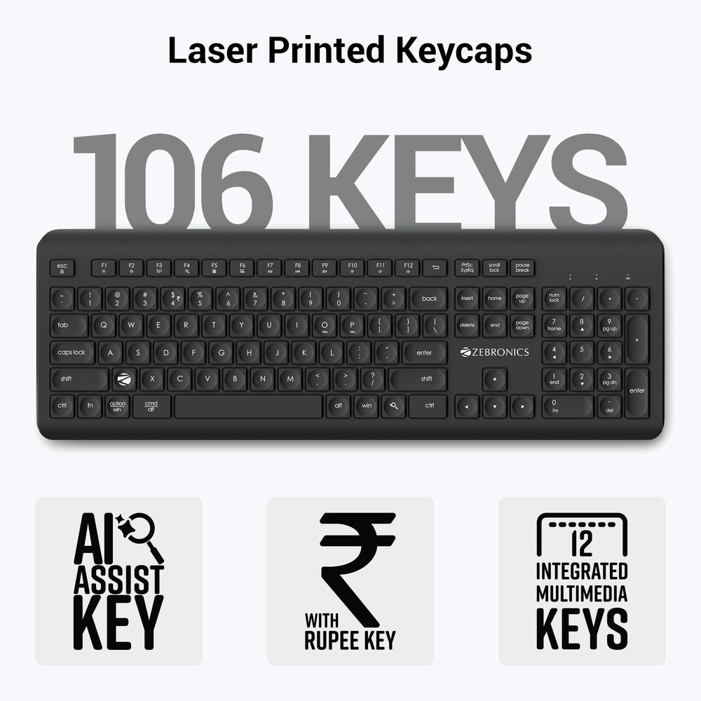 Zebronics Companion 203 Wireless Keyboard and Mouse combo