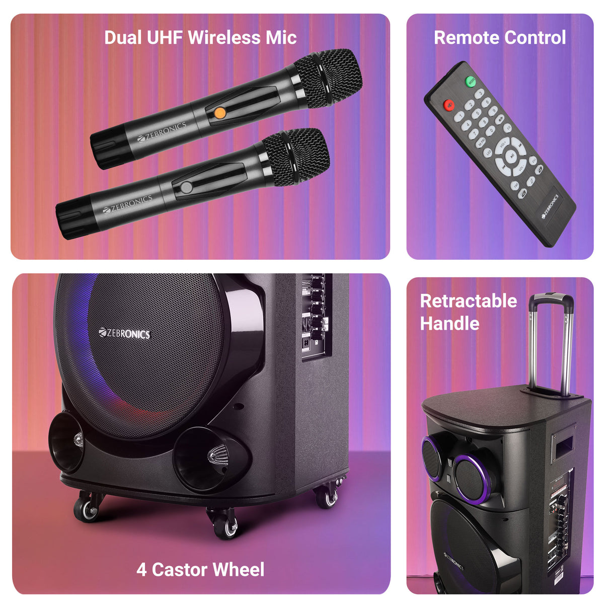 Zebronics Ginox Plus Trolley Speaker - 160W, LED, Mic in