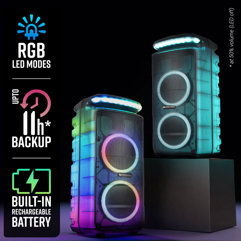 Zebronics Glow Box 8B DJ Speaker - 160W, LED lights, karaoke