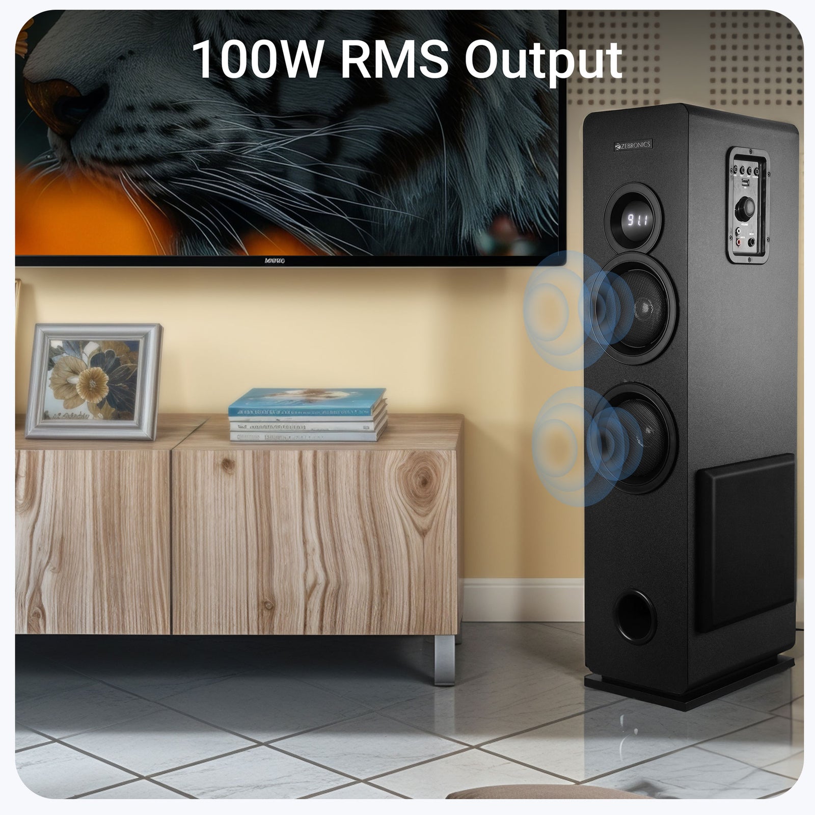 Zebronics Legend Max Tower Speaker - 100W, 2ch RCA, LED