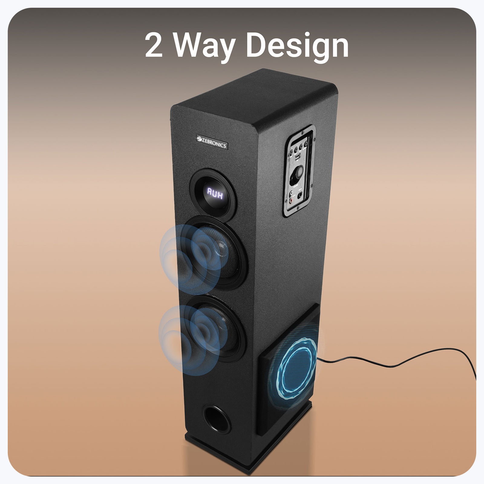 Zebronics Legend Max Tower Speaker - 100W, 2ch RCA, LED