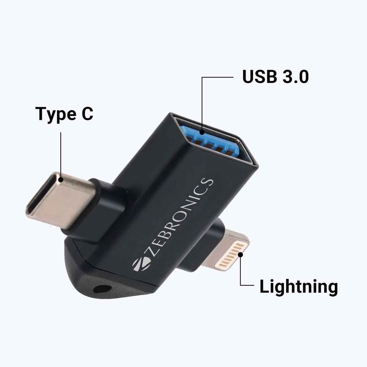 Zebronics OTG 2 - Type C / Lightning to USB 3.0 Converter