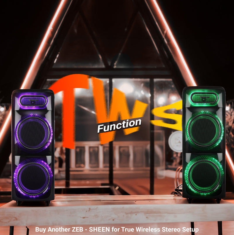 Zebronics Sheen DJ speaker - 140W, LED lights, karaoke