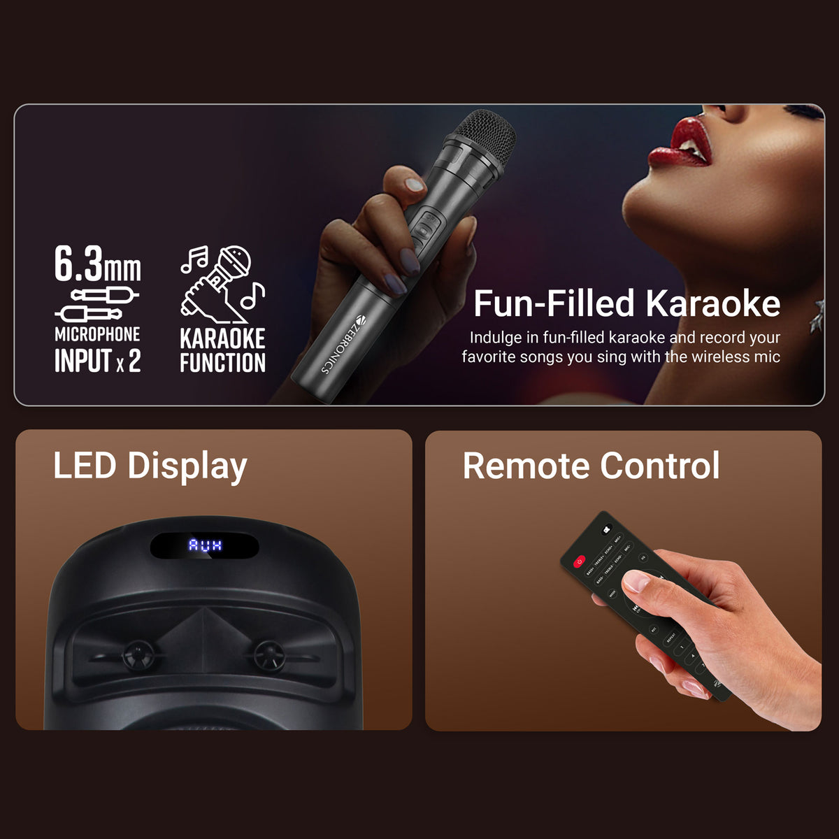 Zebronics Sono Trolley Speaker - 80W, Mic, BTv5.0