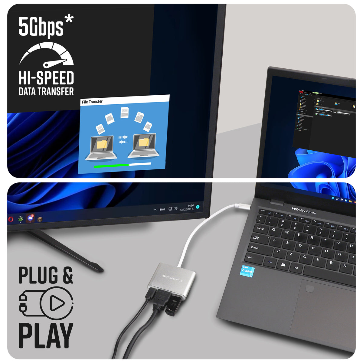 Zebronics TA150 Pro Type C Multiport Adapter