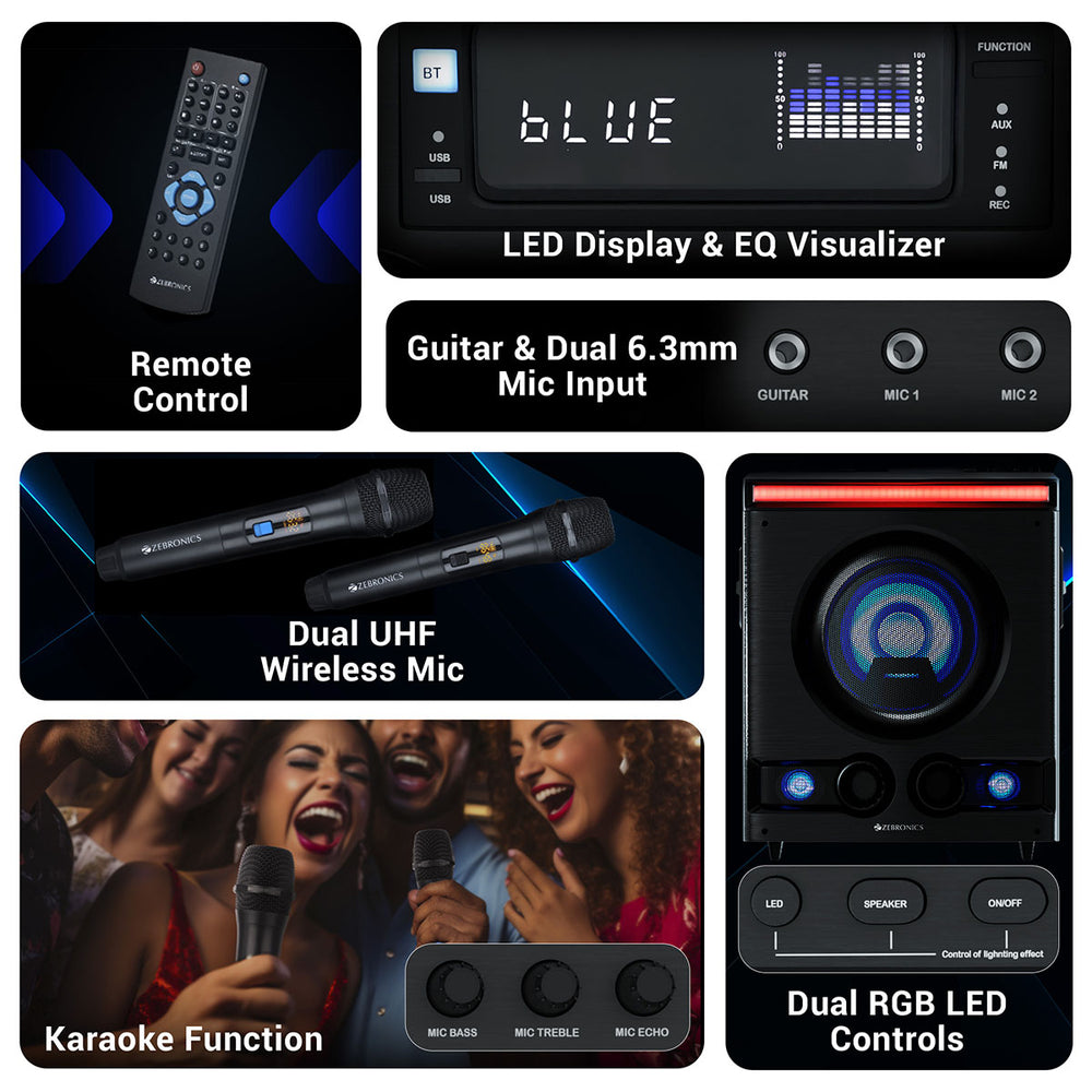 Zebronics Thrum DJ Speaker - 230W, LED Display, karaoke