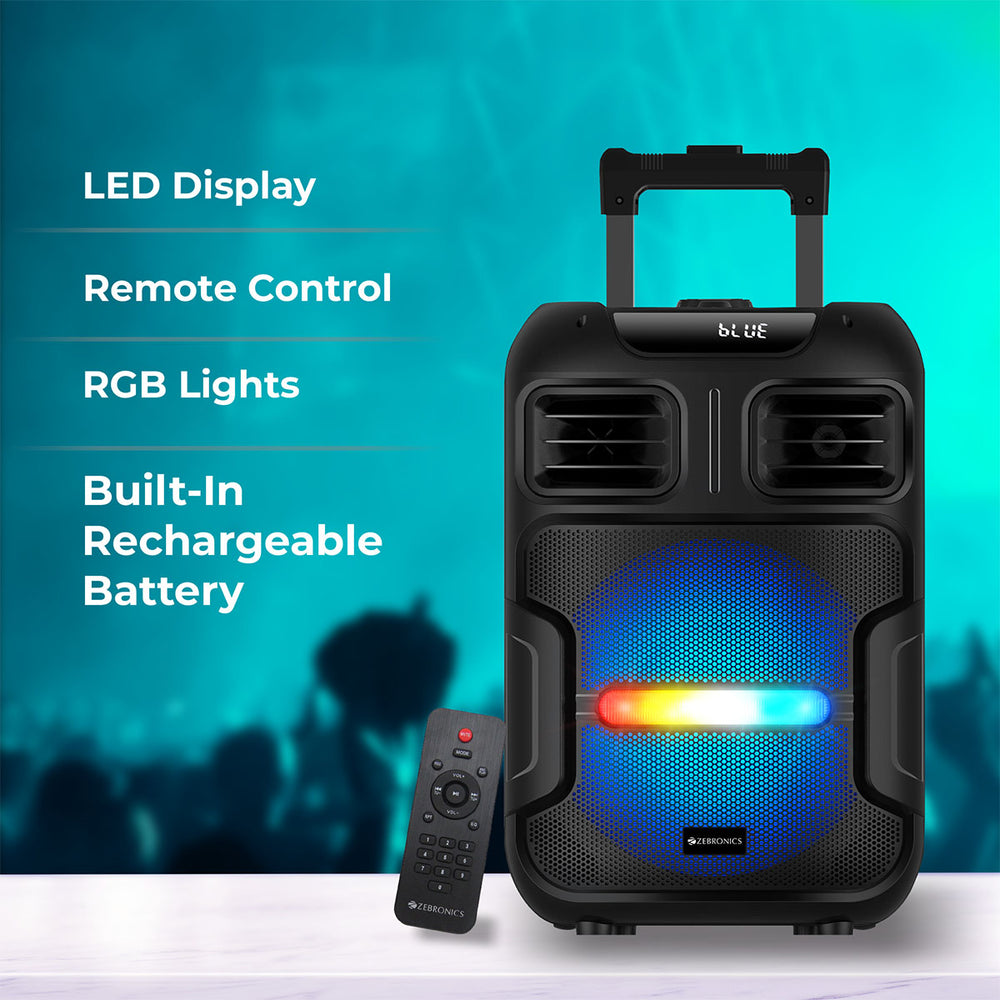 Zebronics Thump 350 Trolley Speaker - 40W, 12h, karaoke