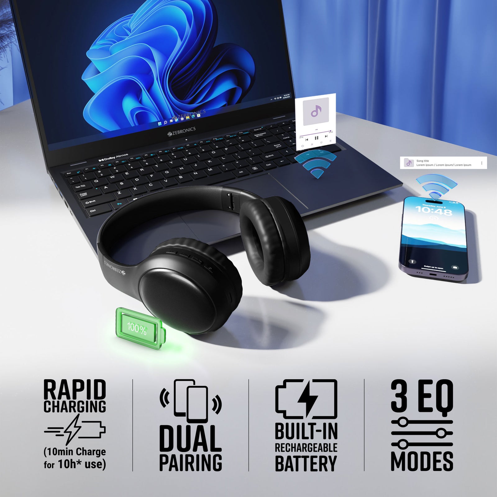 Zebronics Thunder Max - Wireless Headphone