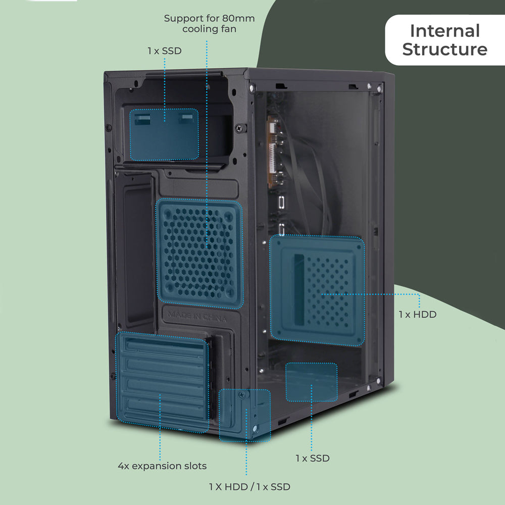 Buy Zebronics Trigon mATX Cabinet - Computech Store