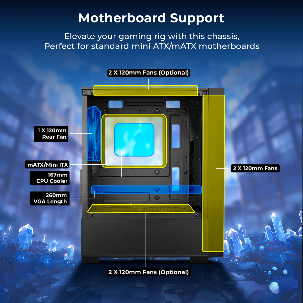 Buy ZEBRONICS TWOFACE Premium Gaming Cabinet/Case, Mini-Tower, Supports ...