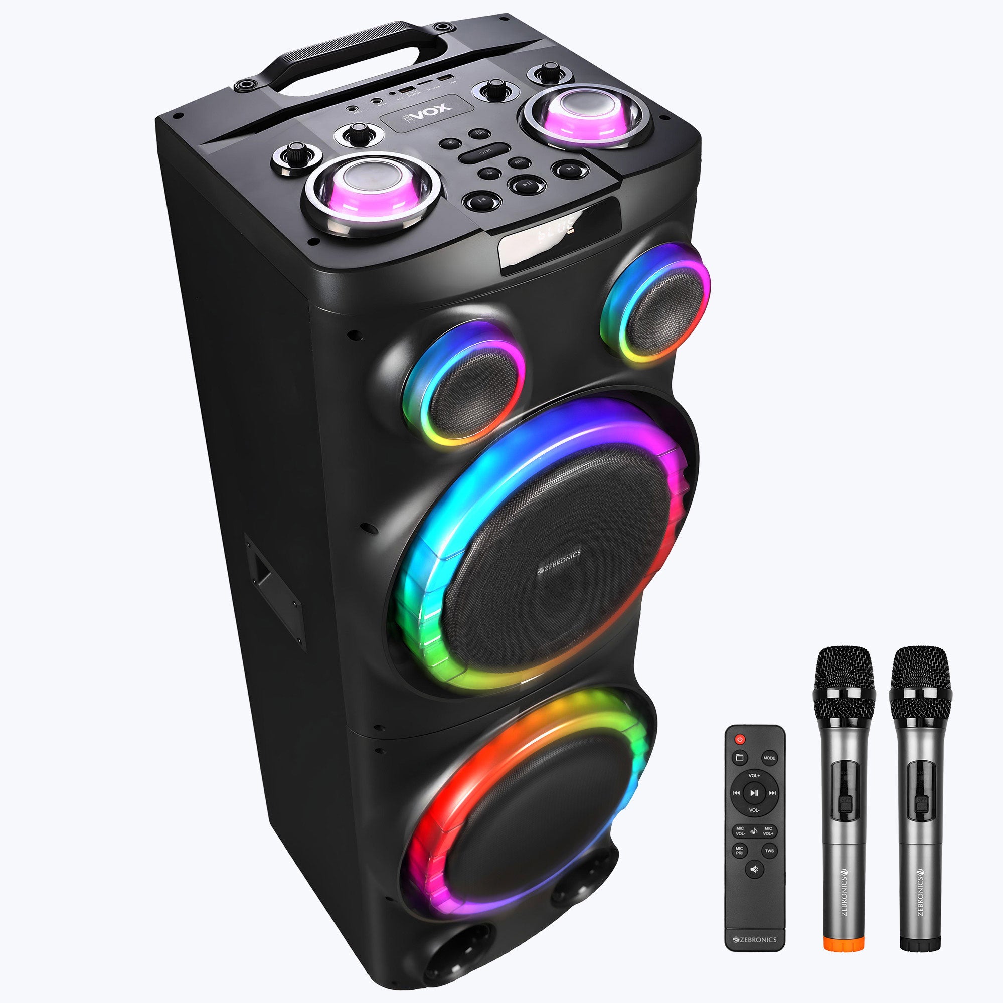Zebronics Vox DJ Speaker - 220W, dual mic, mic control