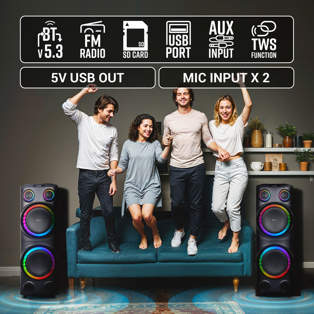 Zebronics Vox DJ Speaker - 220W, dual mic, mic control