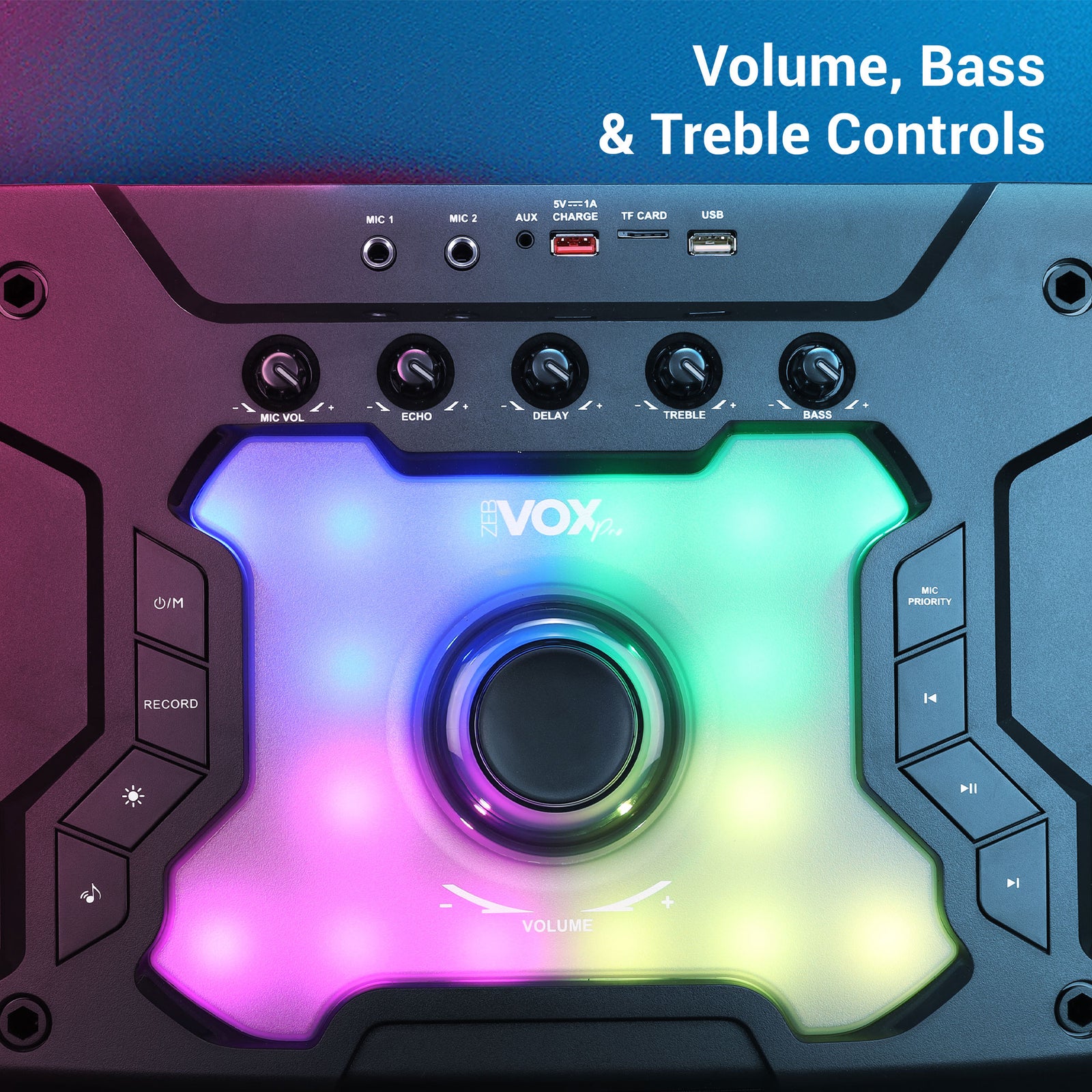 Zebronics Vox Pro DJ Speaker - 440W, Dual Mic, LED Lights