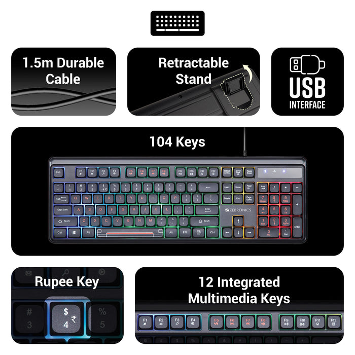 Zebronics Combat Multimedia keyboard and mouse combo