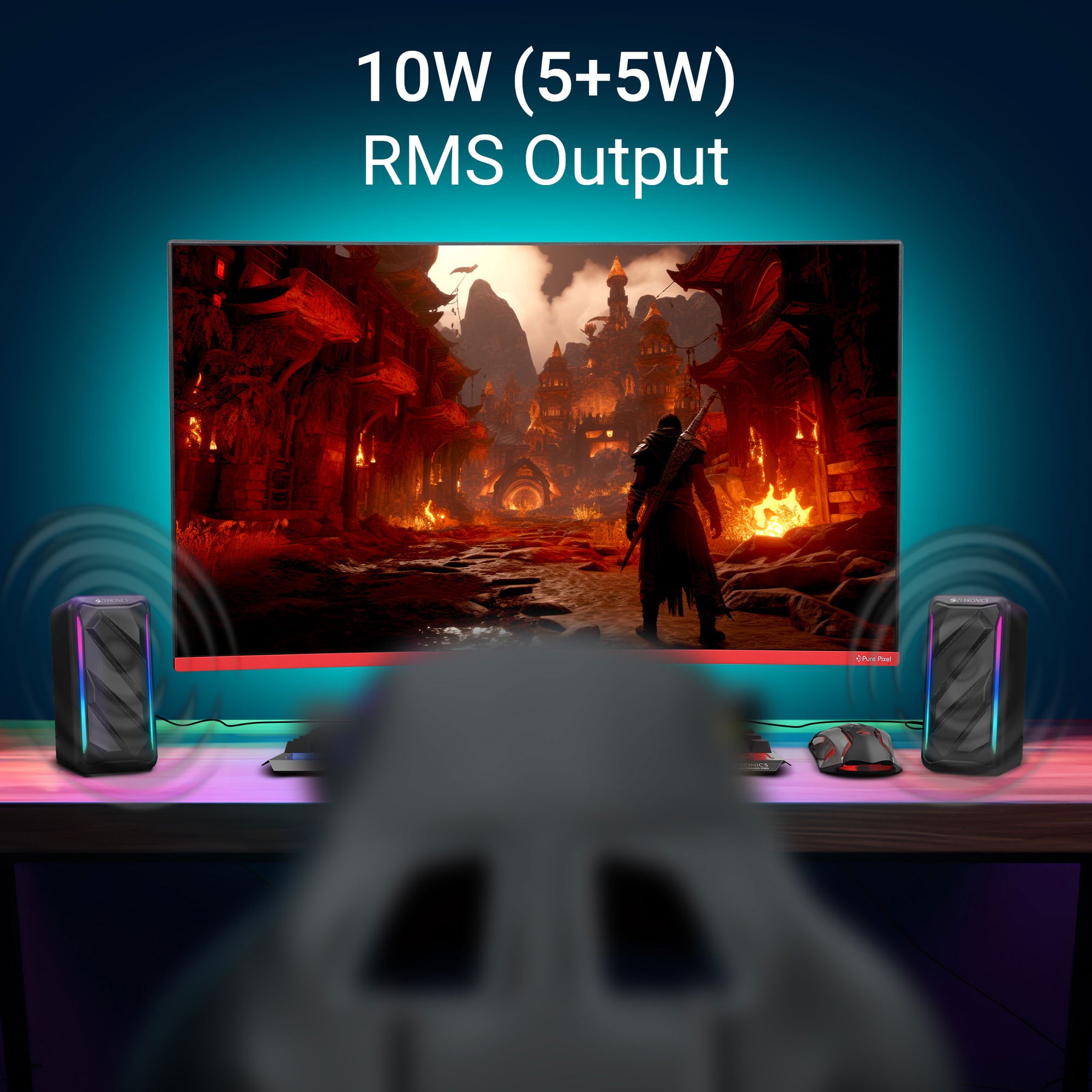 Zebronics Igloo-2, 2.0 Speaker - 10W, 3.5mm, LED