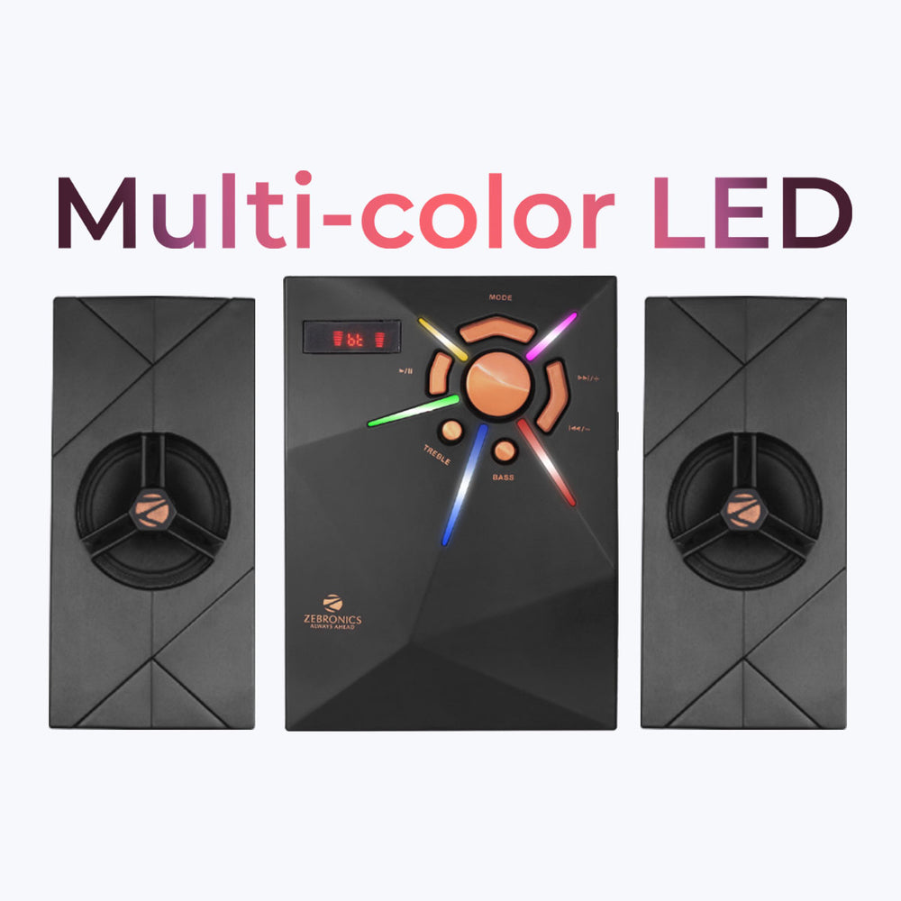 Zebronics BT2250RUF 2.1ch Speaker - 40W, LED, Wall Mount