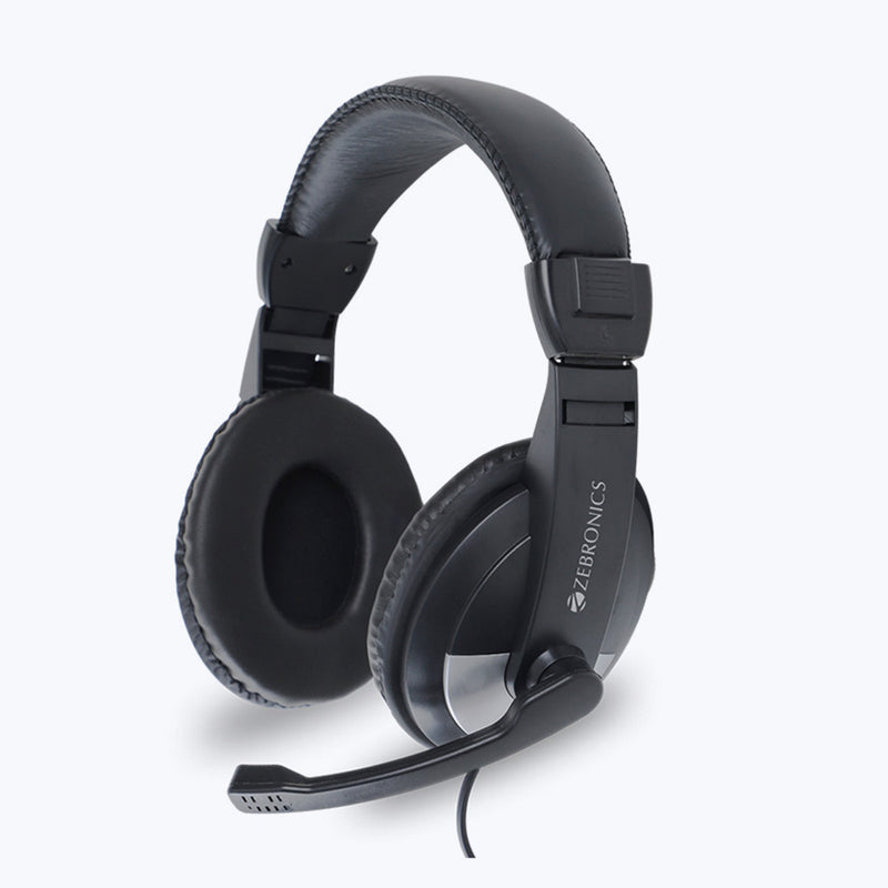 USB, Wired Headphone With Mic, Adjustable Headband - Zebronics