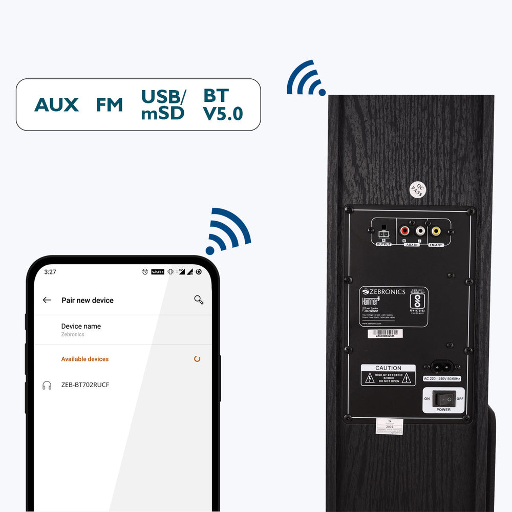 Zebronics Hammer Tower Speaker - 160W, 2.0ch, karaoke