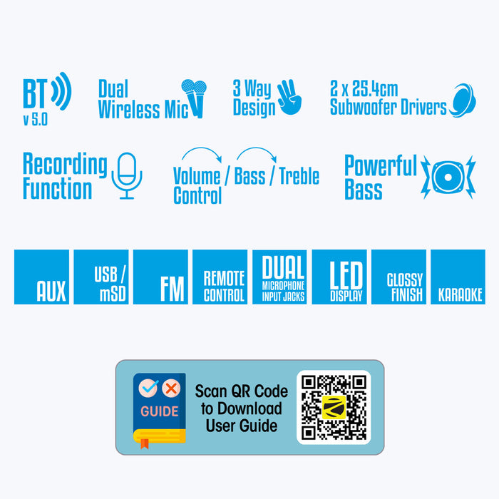 Zebronics Hammer Tower Speaker - 160W, 2.0ch, karaoke