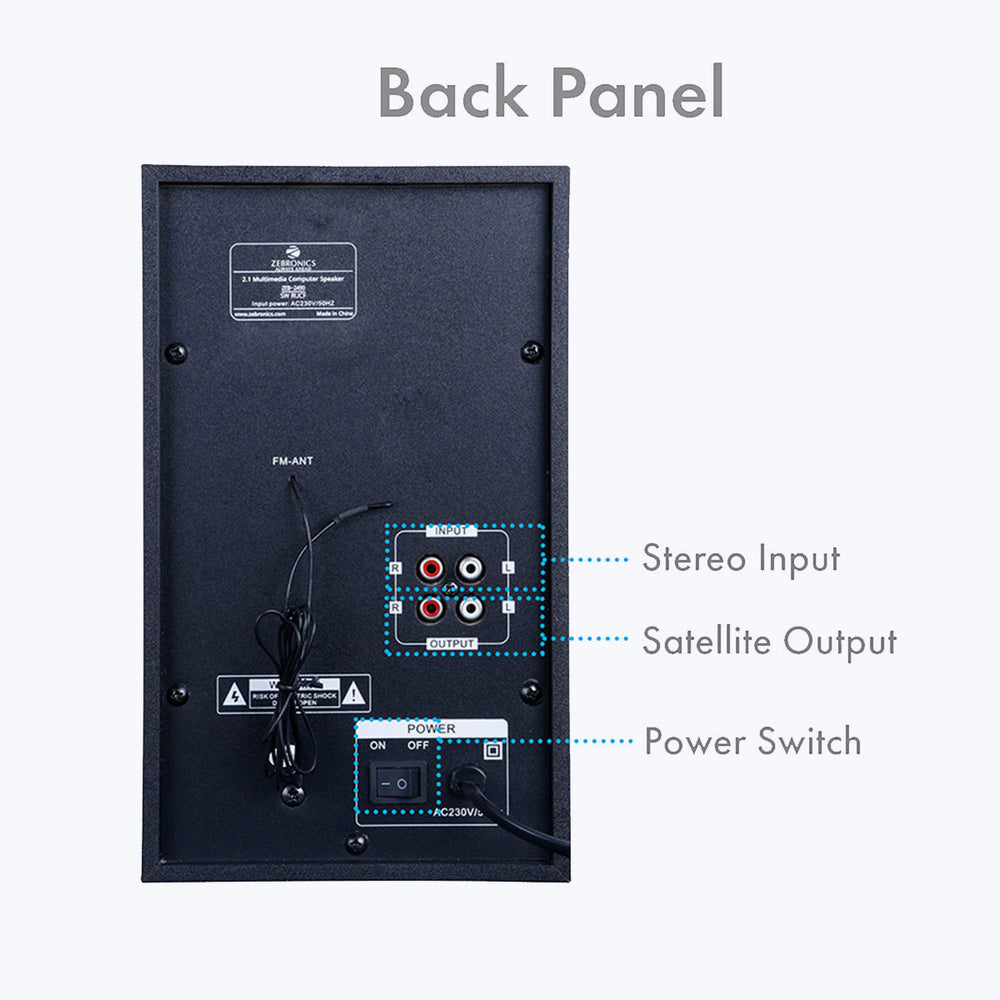 Zebronics BT2490RUCF 2.1ch Speaker - 34W, LED, FM