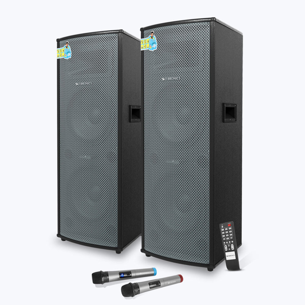 Zebronics Rockstar DJ Speaker - 300W ,Dual wireless mic, Karaoke