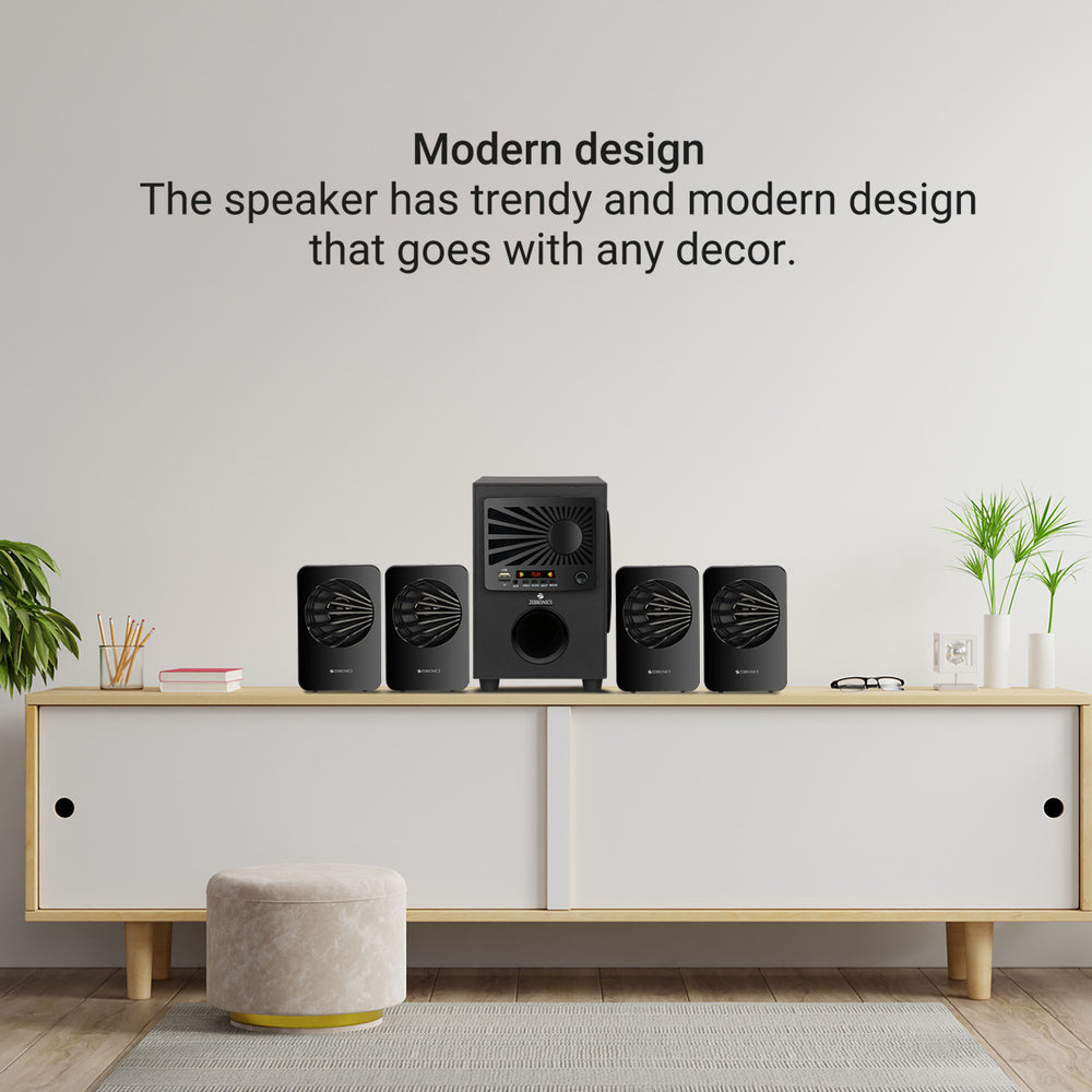 Zebronics Sunshine 4.1 Speaker - 60W, Modern Design, LED